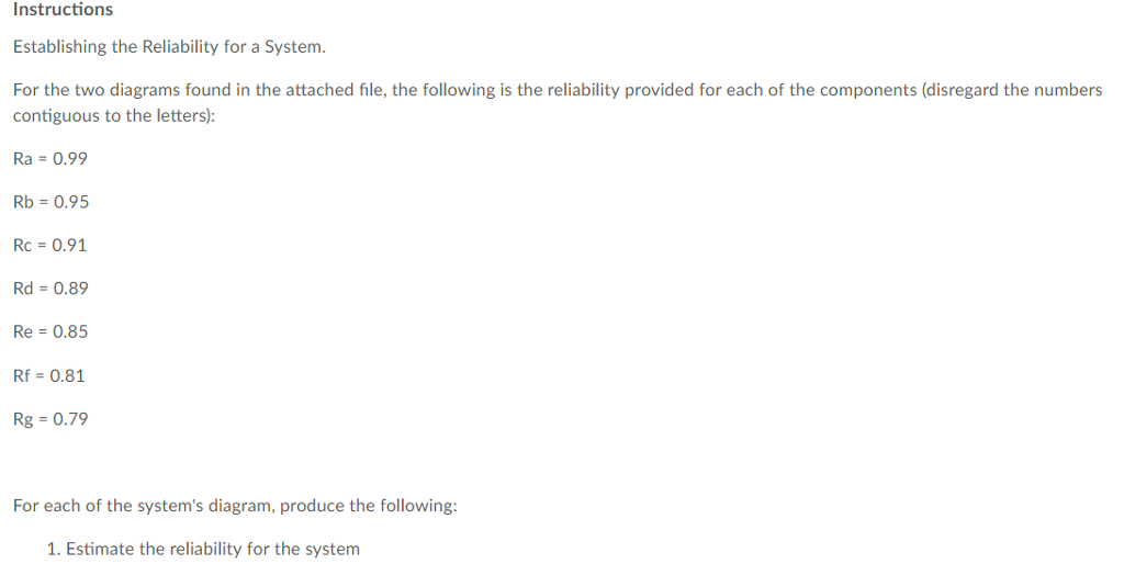 Solved Instructions Establishing the Reliability for a | Chegg.com