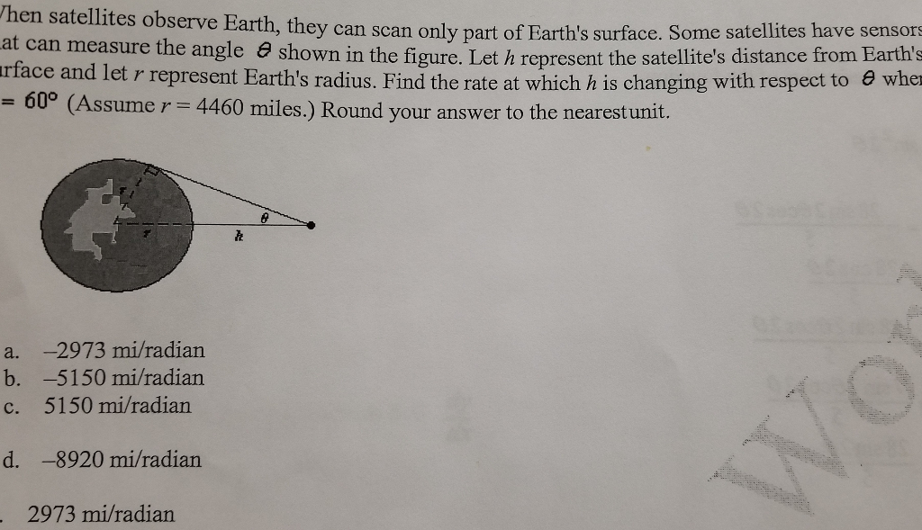 Solved hen satellites observe Earth, they can scan only part | Chegg.com