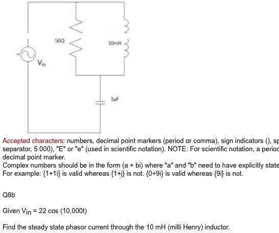 Solved Find the steady state phasor current through the 10 | Chegg.com