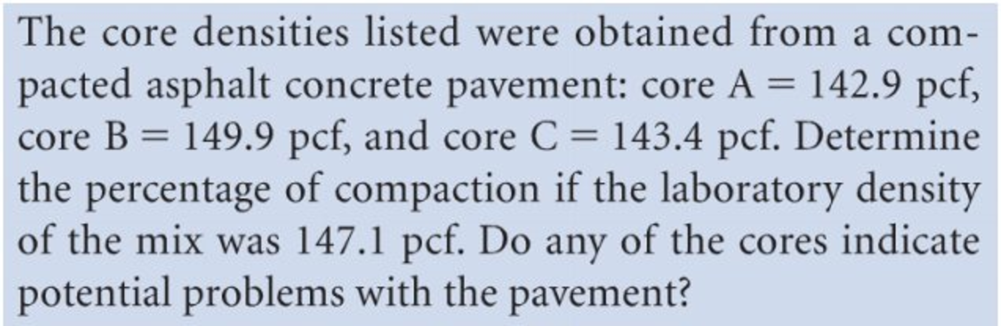 Solved The core densities listed were obtained from a | Chegg.com