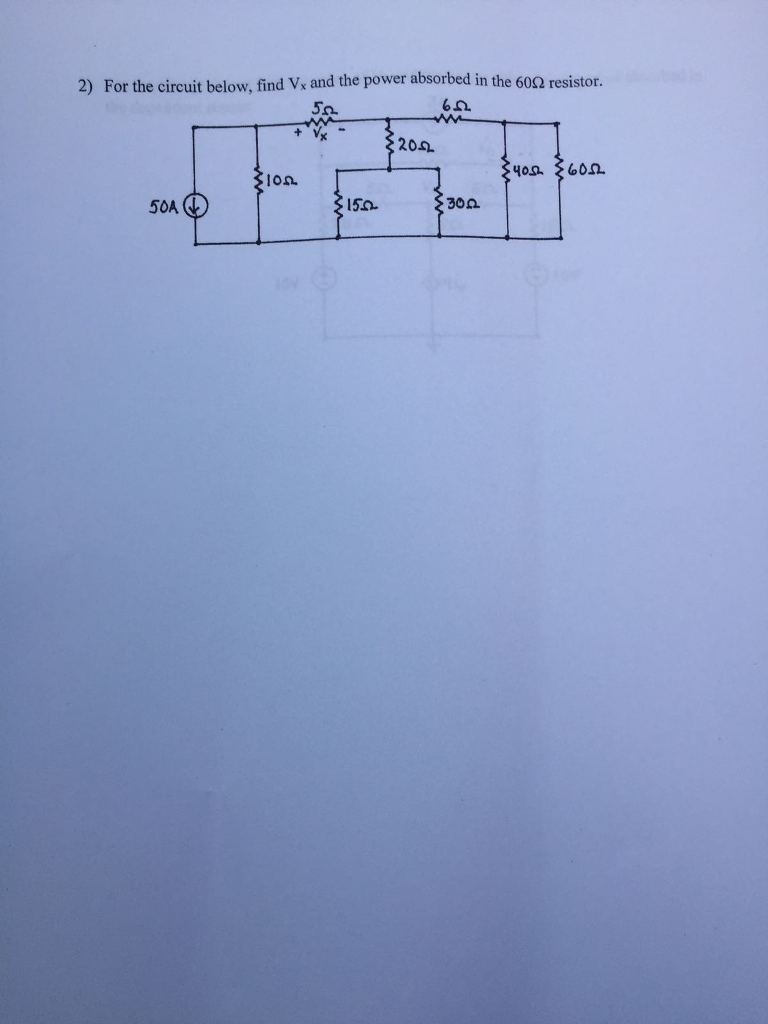 Solved For the circuit below find Vx and the power absorbed | Chegg.com