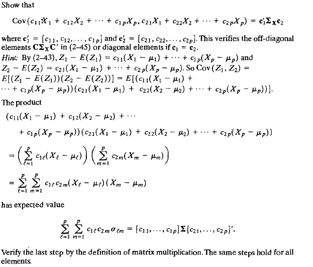 Show that COV(c_11X_1 | Chegg.com