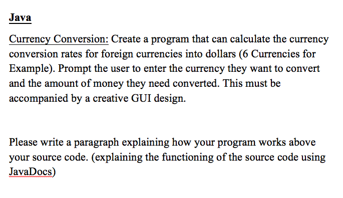 Solved Currency Conversion: Create a program that can | Chegg.com