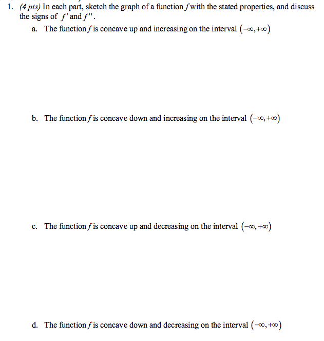 Solved In each part, sketch the graph of a function f with | Chegg.com