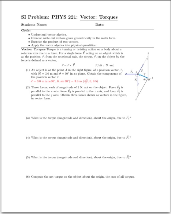 Solved Goals: Understand vector algebra. Exercise write | Chegg.com