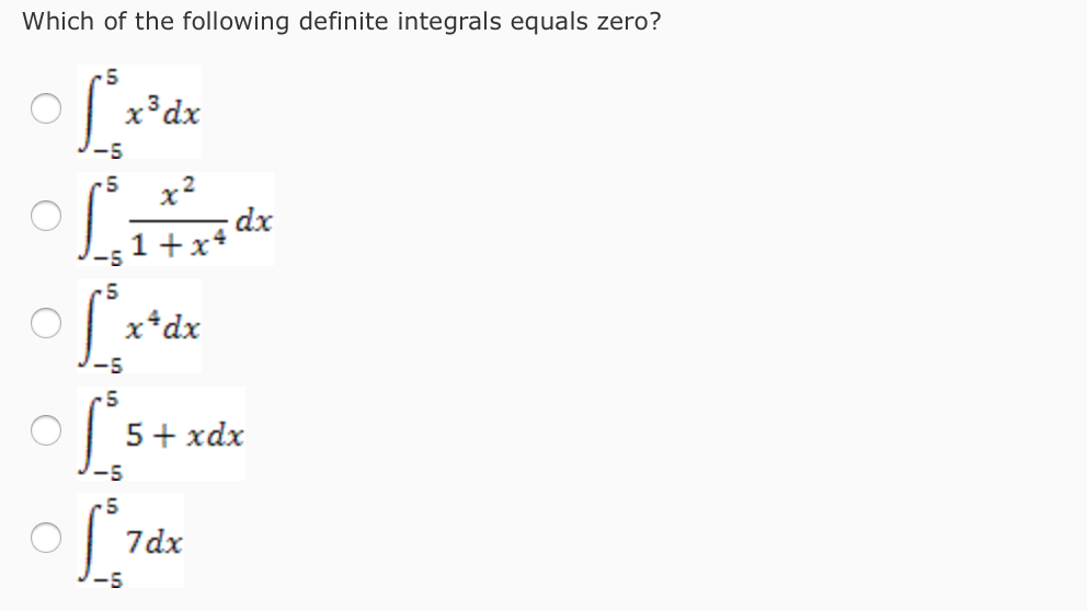 Solved Which of the following definite integrals equals | Chegg.com