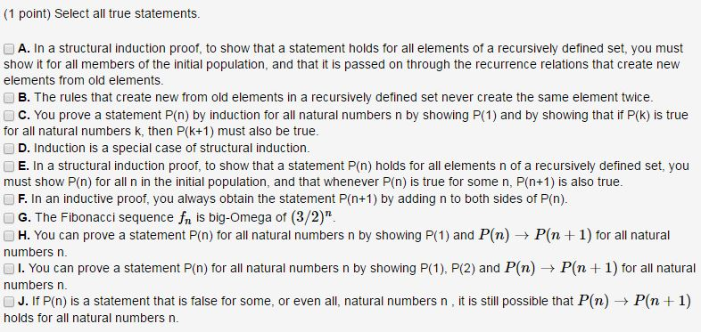 Solved (1 point) Check all the statements that are true: A. | Chegg.com