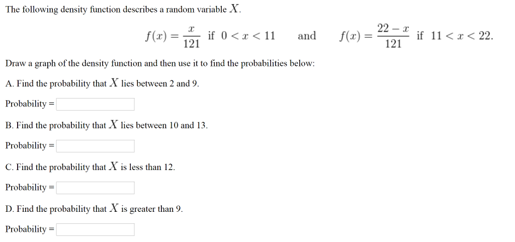 Solved The following density function describes a random | Chegg.com