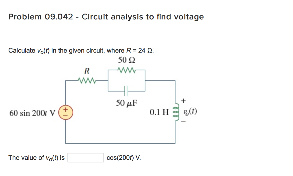Solved Calculate v_o(t) in the given circuit, where R = 24 | Chegg.com