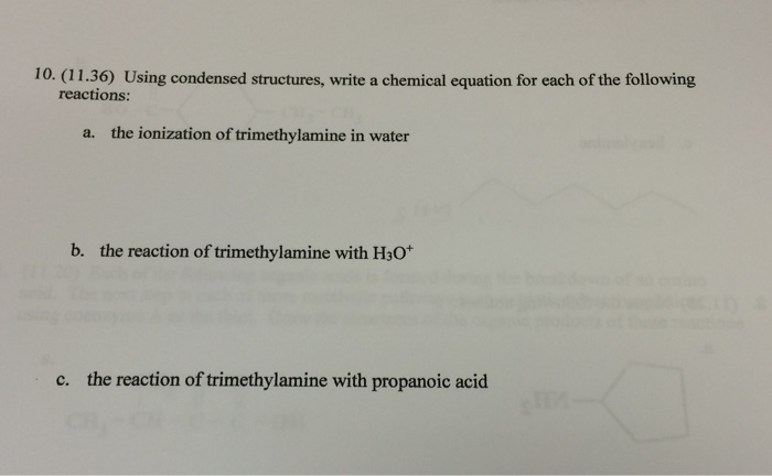 Solved Using condensed structures, write a chemical equation | Chegg.com