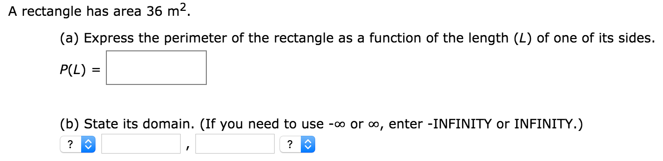 Solved A rectangle has area 36 m^2. Express the perimeter | Chegg.com