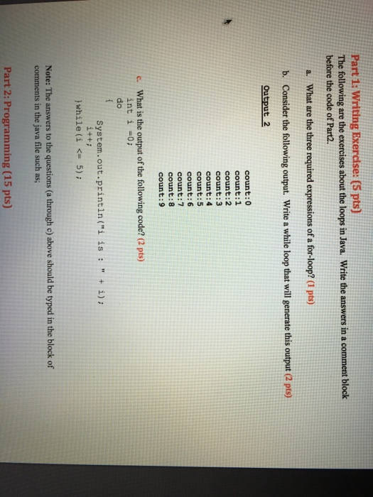 Solved Part 1: writing Exercise: (5 pts) The following are | Chegg.com