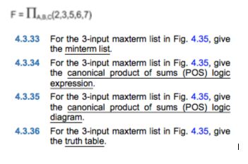 Solved Fd23,5,6,7) 4.3.33 For the 3-input maxterm list in | Chegg.com