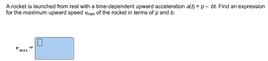 Solved A rocket is launched from rest with a time-dependent | Chegg.com