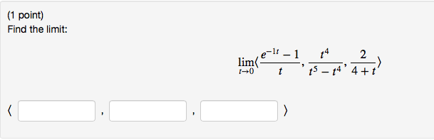 Solved Find the limit: lim_t rightarrow 0 (e^-1t - 1/t, | Chegg.com