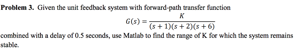 Solved Problem 3. Given the unit feedback system with | Chegg.com