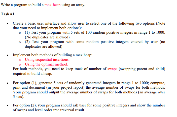 Solved Write a program to build a max-heap using an array. | Chegg.com