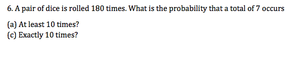 Solved A pair of dice is rolled 180 times. What is the | Chegg.com