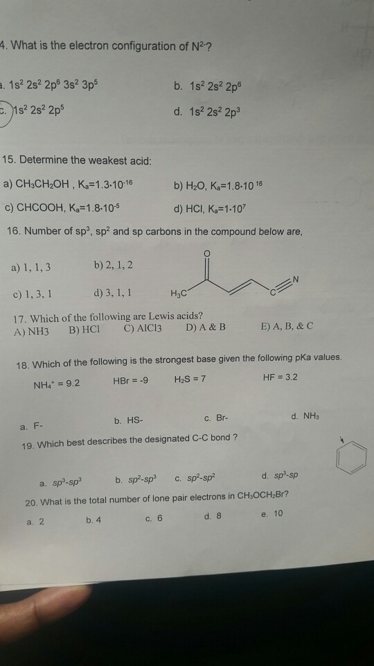 Solved 4. What is the electron configuration of N . 1s2 2s2 | Chegg.com