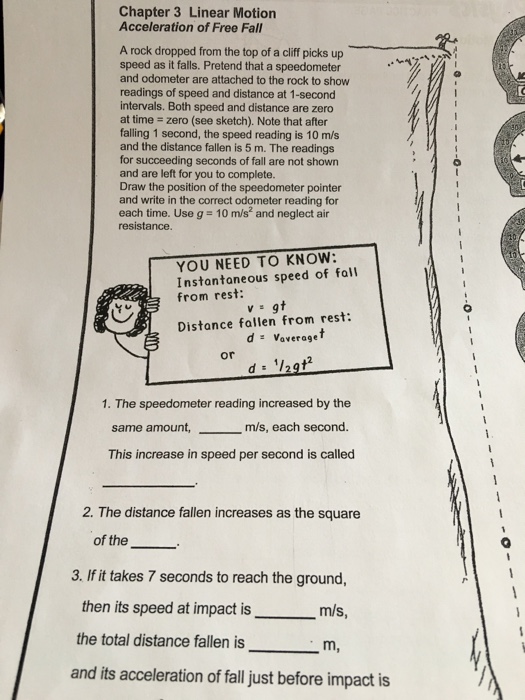 Solved Chapter 3 Linear Motion Acceleration of Free Fall A | Chegg.com