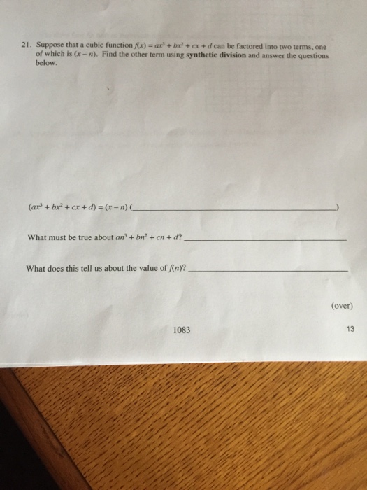 Solved 21. Suppose that a tic function f(x)= ax^3 + bx^2 + | Chegg.com