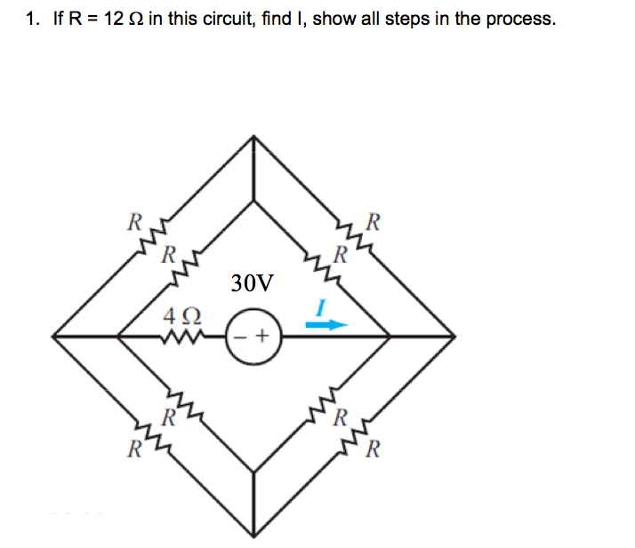 Solved If R = 12 Ohm in this circuit, find I, show all steps | Chegg.com