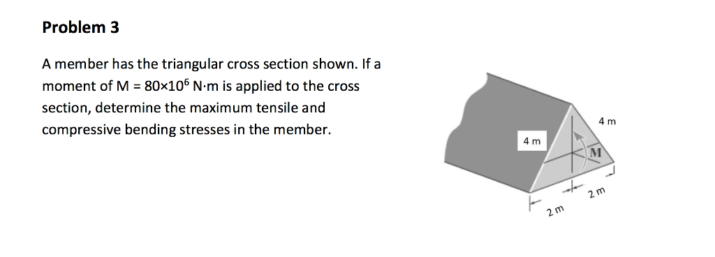 Solved A member has the triangular cross section shown. If a | Chegg.com