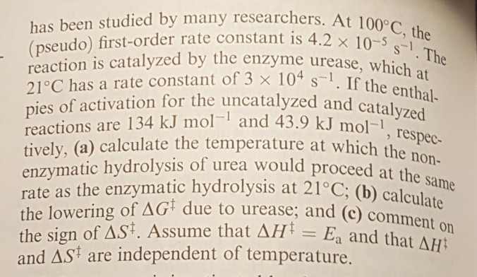 Solved 10.8 The hydrolysis of urea, (NH2) CO +H2O 2NH3 +CO2 | Chegg.com