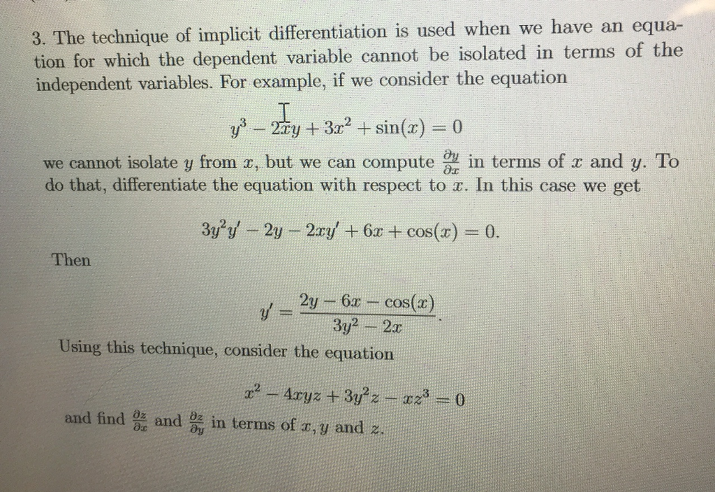 Solved 3. The technique of implicit differentiation is used | Chegg.com
