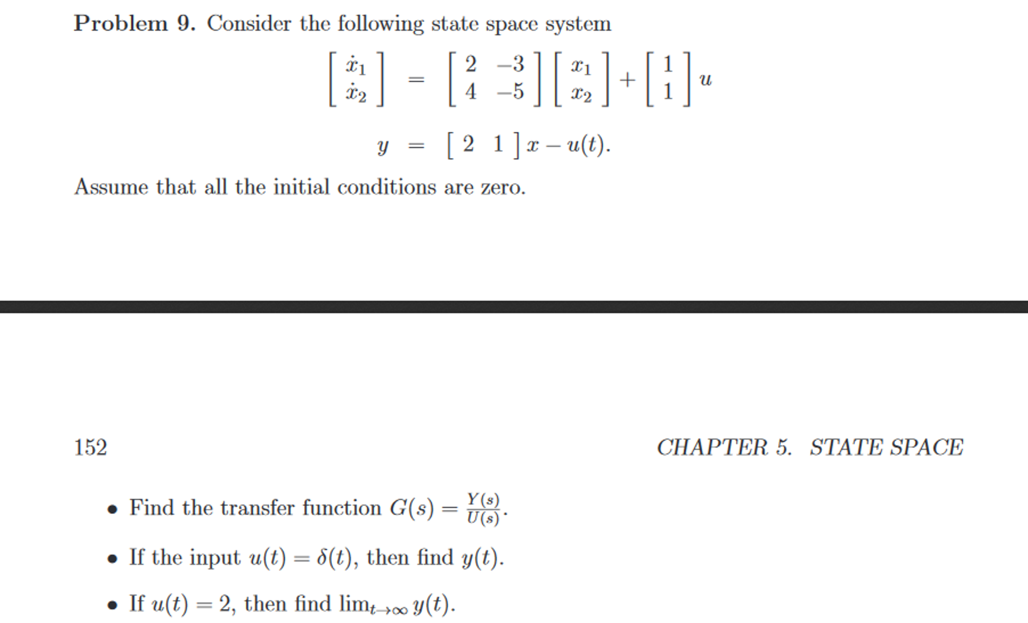 Solved Consider The Following State Space System X1 X2 
