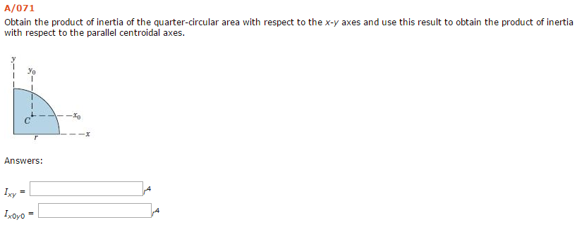 Solved Obtain the product of inertia of the quarter-circular | Chegg.com