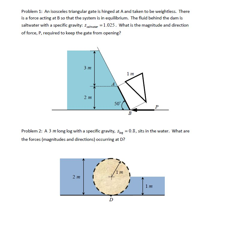 Solved Problem 1: An isosceles triangular gate is hinged at | Chegg.com Solved Problem 1: An isosceles triangular gate is hinged at | Chegg.com