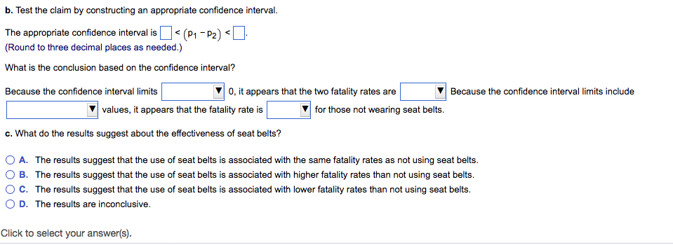 Solved A simple random sample of front-seat occupants | Chegg.com
