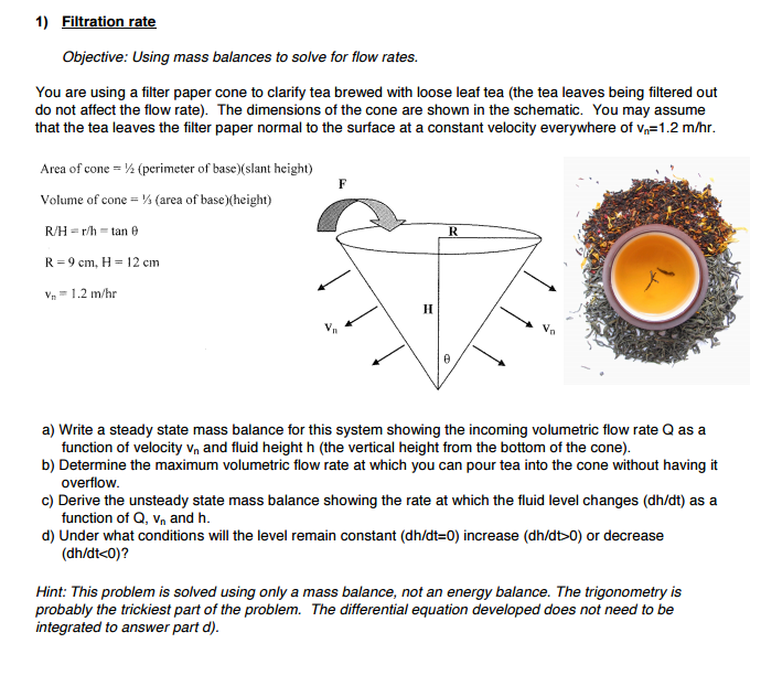Solved Objective: Using mass balances to solve for flow | Chegg.com