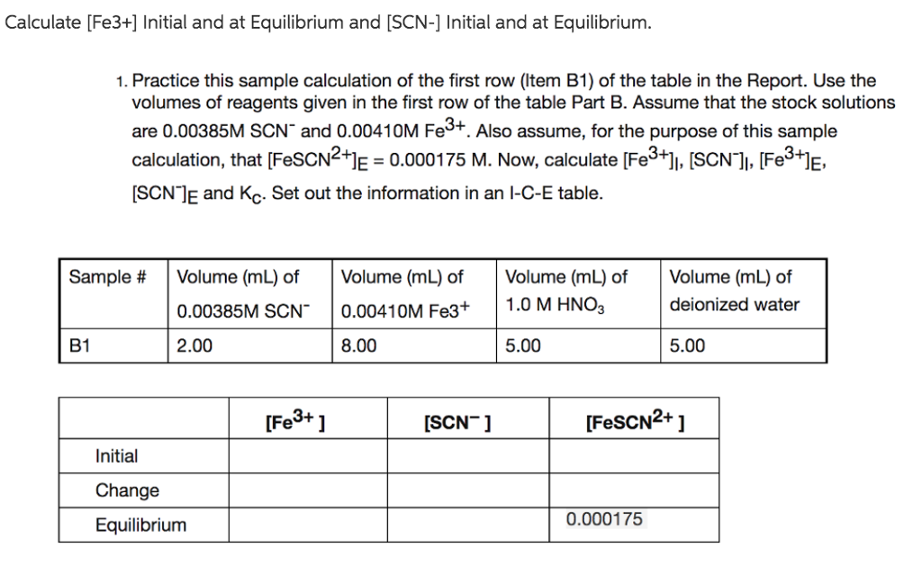 Solved Calculate [Fe3+] Initial and at Equilibrium and | Chegg.com