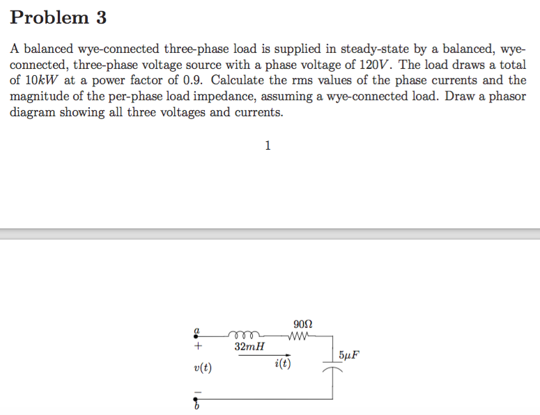 Solved A balanced wye-connected three-phase load is supplied | Chegg.com