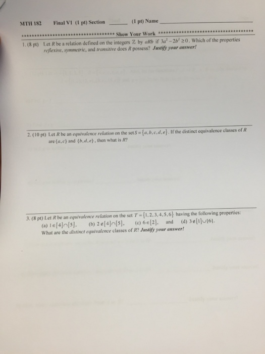 Solved Let R be a relation defined on the integers Z by aRb | Chegg.com