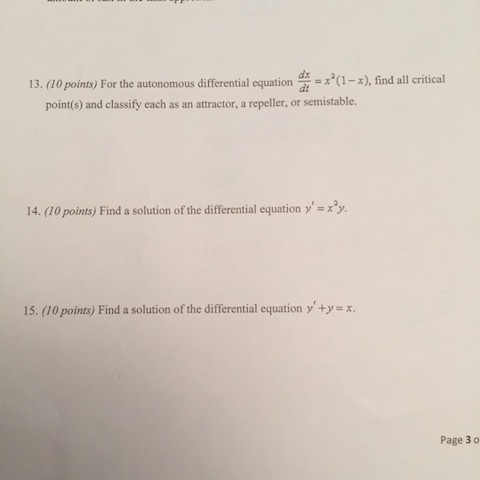 Solved For the autonomous differential equation dx/dt = | Chegg.com