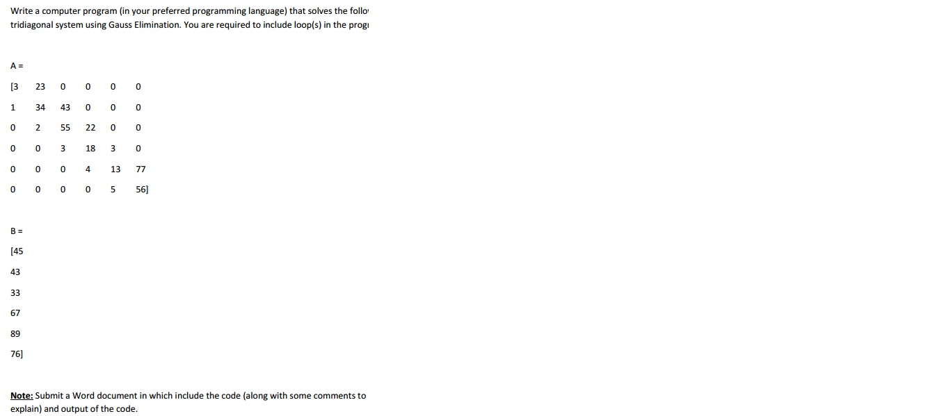 Solved Write a computer program (in your preferred | Chegg.com