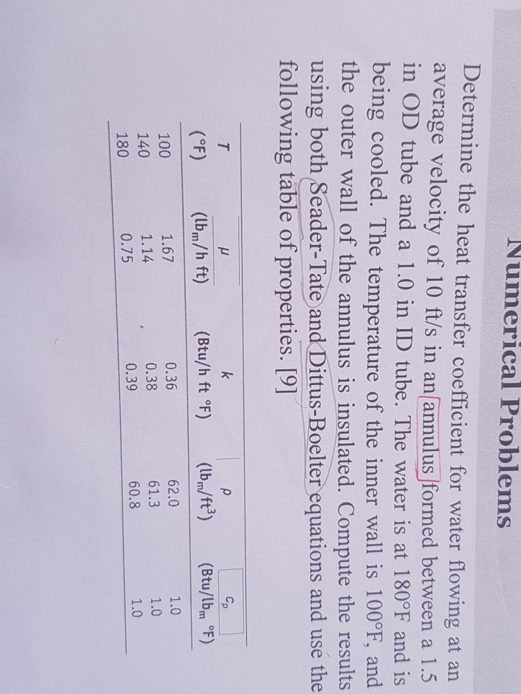 Solved Numerical Problems Determine the heat transfer | Chegg.com