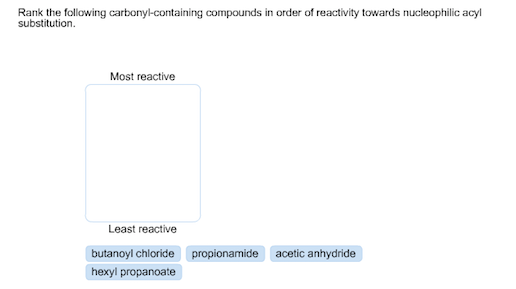 Solved Rank The Following Carbonyl Containing Compounds In
