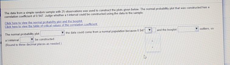 The data from a simple random sample with 25 | Chegg.com