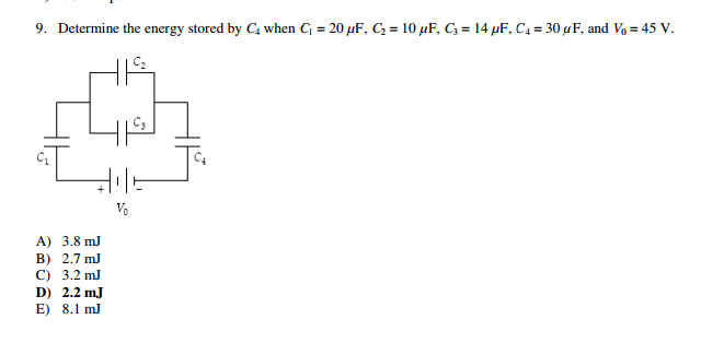 Solved Determine the energy stored by C4 when C1 = 20 mu F. | Chegg.com