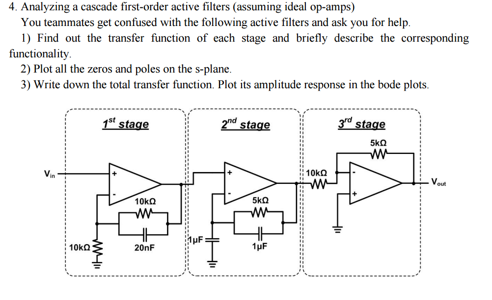 Solved Analyzing a cascade first-order active filters | Chegg.com