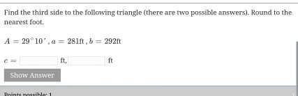 Solved Find the third side to the following triangle (there | Chegg.com