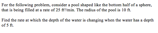 Solved For the following problem, consider a pool shaped | Chegg.com