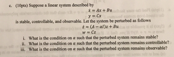 Solved This is a question about linear system analysis in | Chegg.com