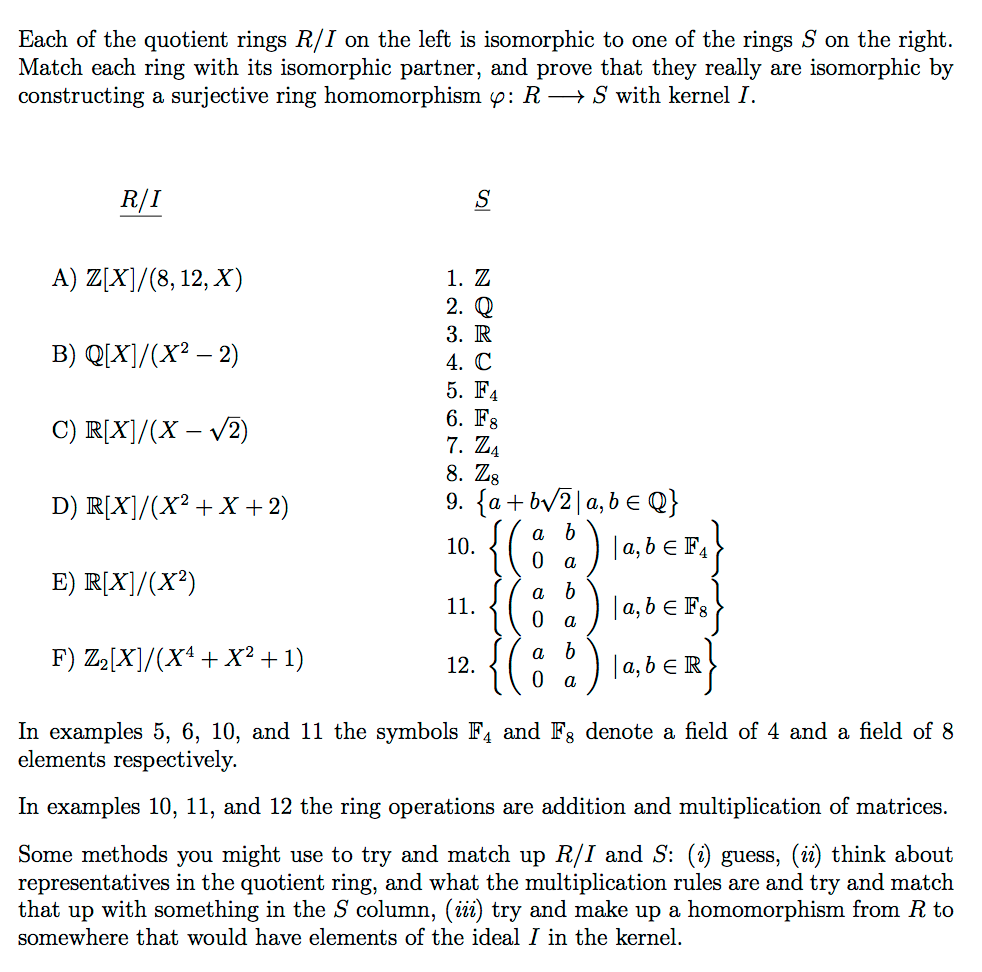 Each of the quotient rings R/I on the left is | Chegg.com
