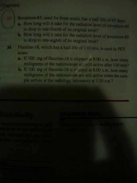 Solved Strontium-85, used for bone scans, has a half-life of | Chegg.com
