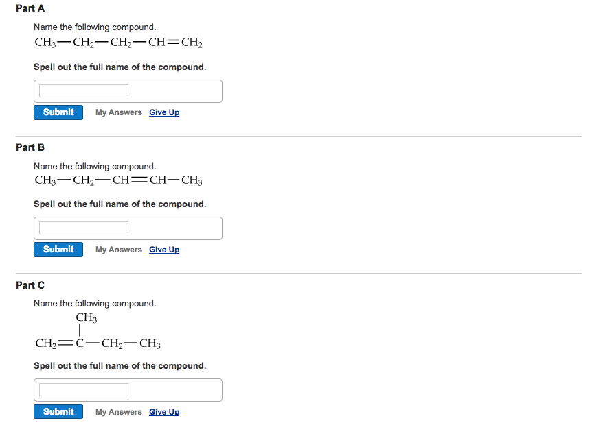 Solved Part A Name the following compound. CH3- CH2CH2 CH | Chegg.com